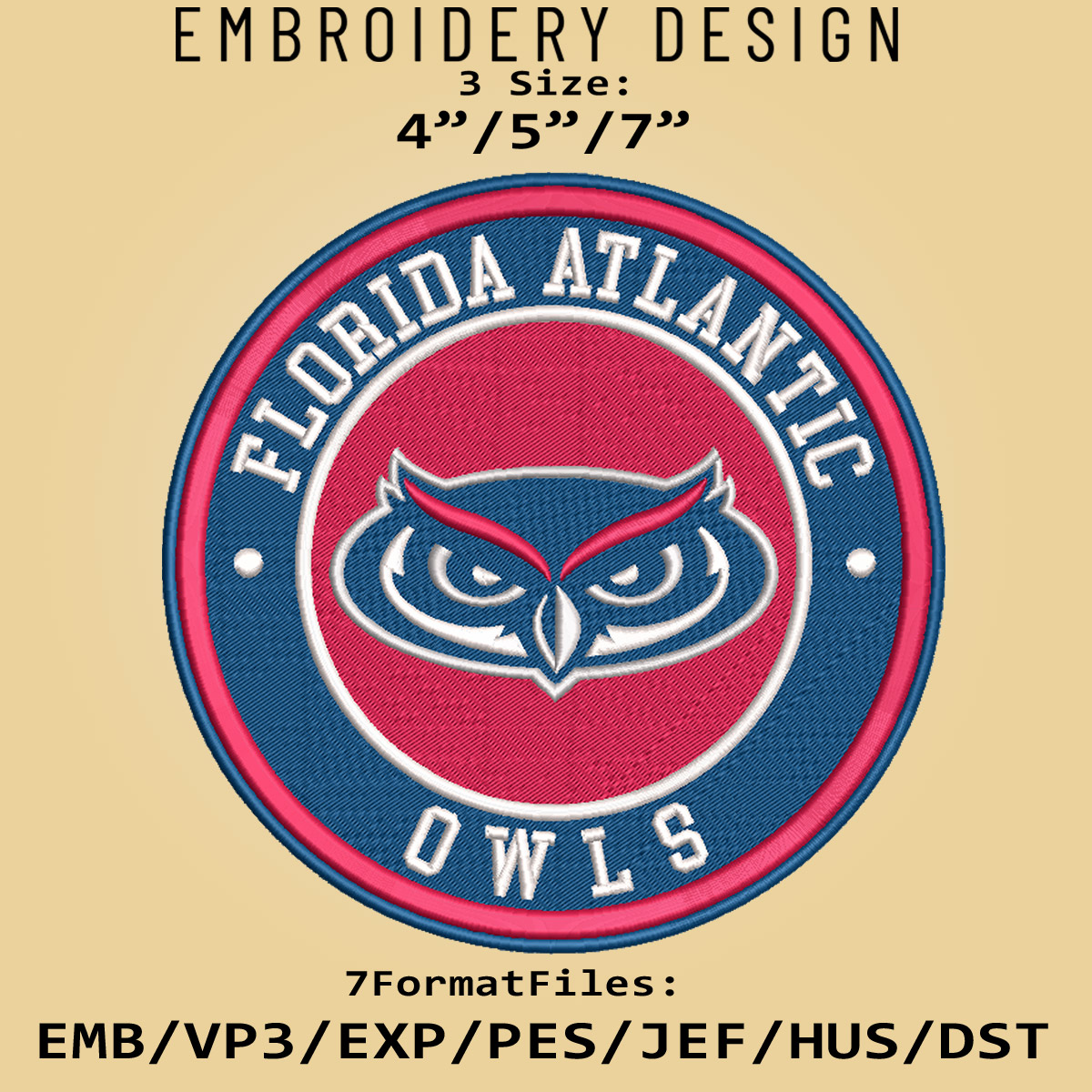 NCAA Logo Florida Atlantic Owls, Embroidery design, Embroide | Inspire ...