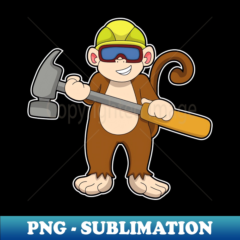 Monkey as Craftsman with Hammer - PNG Sublimation Digital Do | Inspire ...