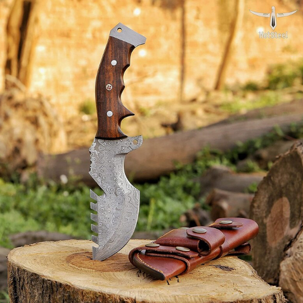 Damascus Steel Tracker Knife - Bushcraft Knife/ Tracker Knif | Inspire ...