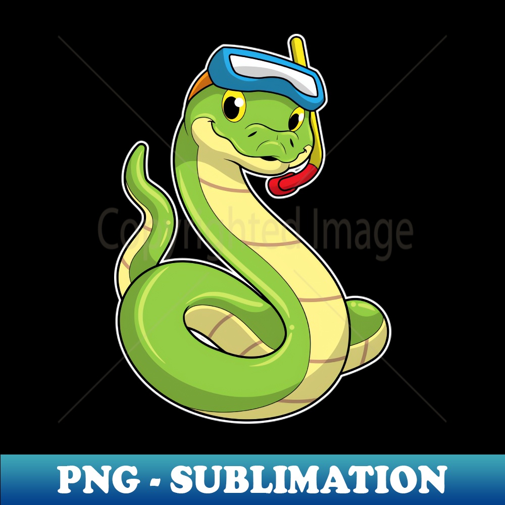 Snake as Diver wirth Snorkel - Creative Sublimation PNG Down | Inspire ...