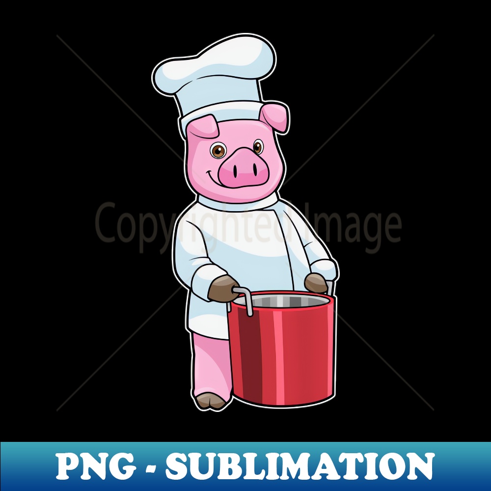 Pig as Cook with Cooking pot - Instant PNG Sublimation Downl | Inspire ...