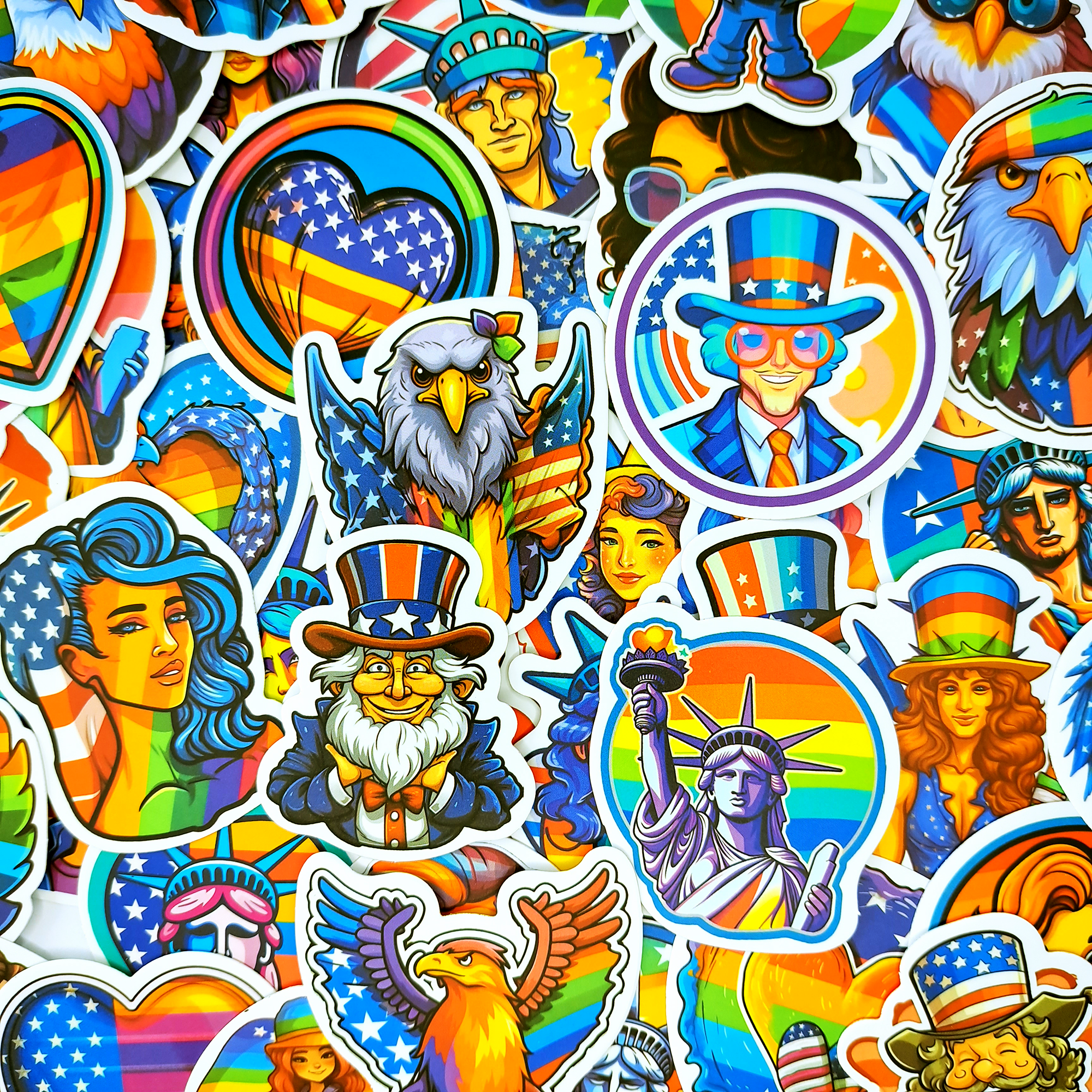 50 PCS Rainbow American Independence Day Stickers Pack | Inspire Uplift