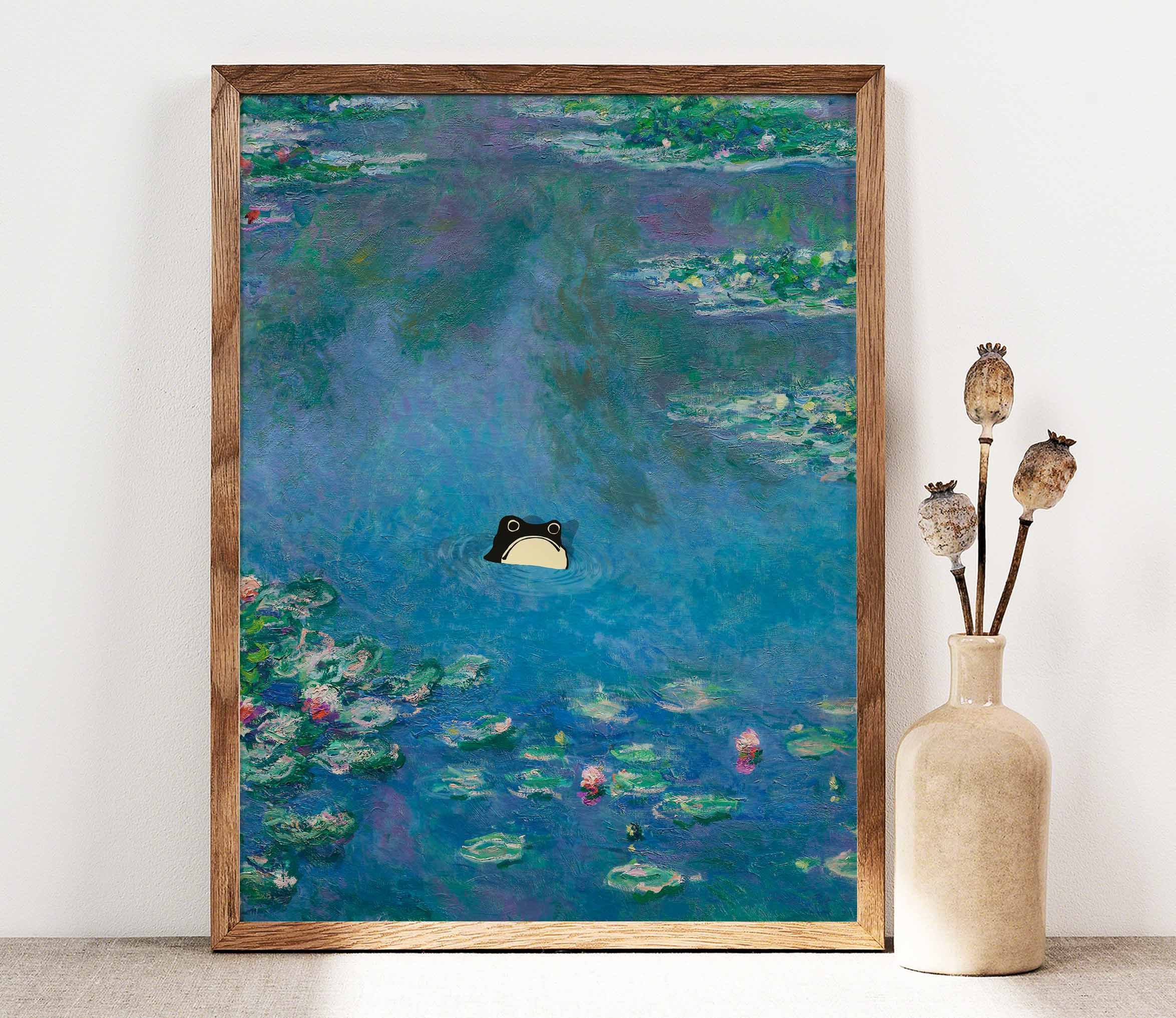 Unimpressed Frog, Monet Waterlily Frog Print, Claude Monet A - Inspire ...