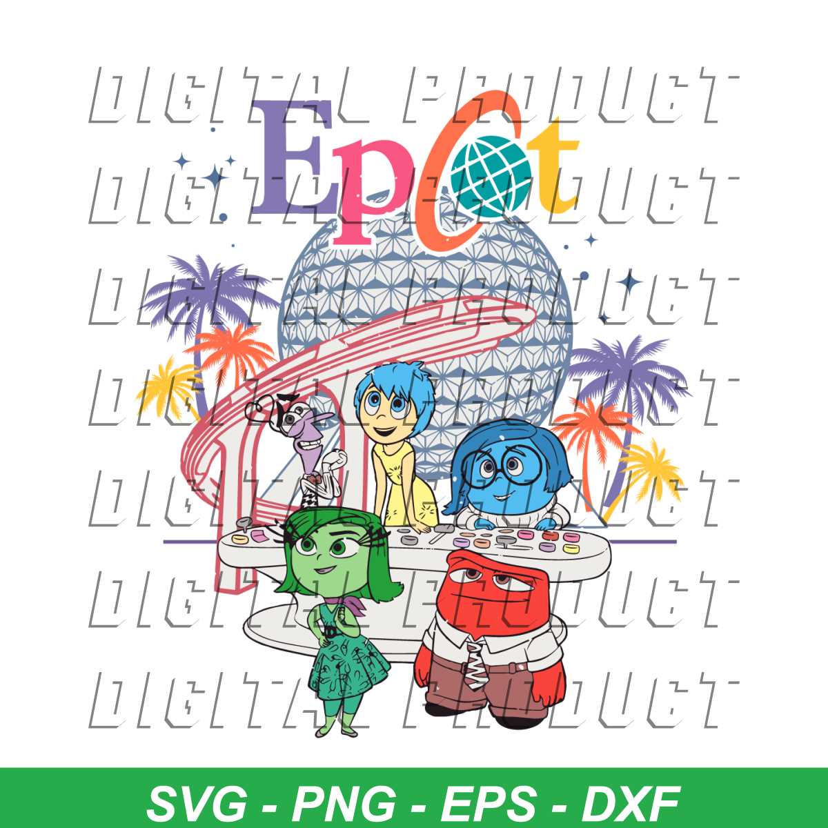 Retro Inside Out Epcot Characters SVG Digital Cricut File | Inspire Uplift
