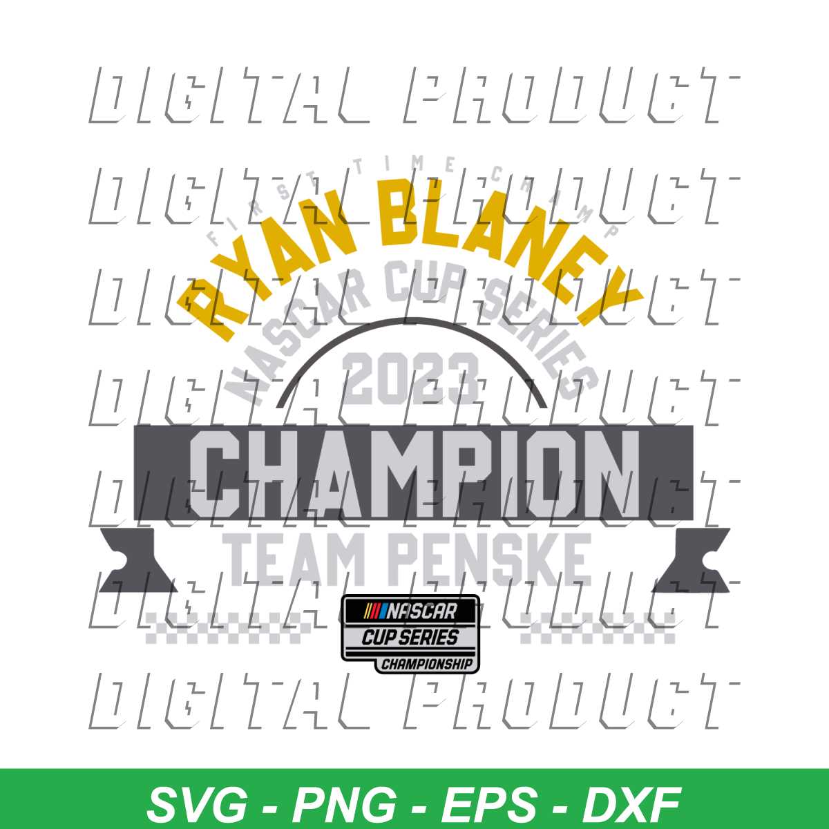 Retro Ryan Blaney NASCAR Cup Series Champion SVG File | Inspire Uplift