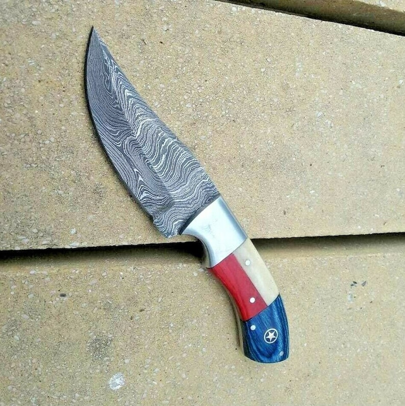Handmade Knife Damascus Hunting Knives American Flag Knife 8 | Inspire ...