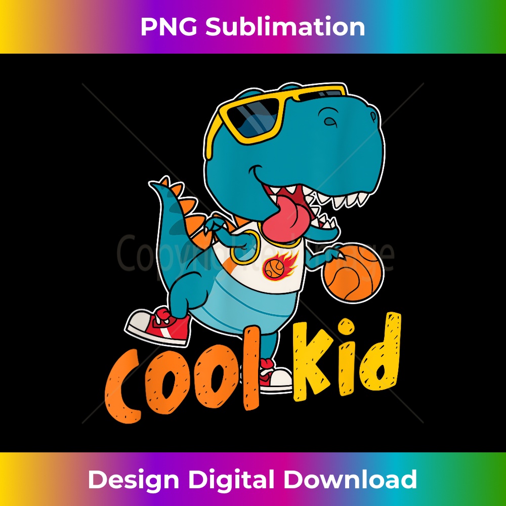 Funny Cool Kid T-Rex Dino Basketball Player Hoops Dinosaur - - Inspire Uplift