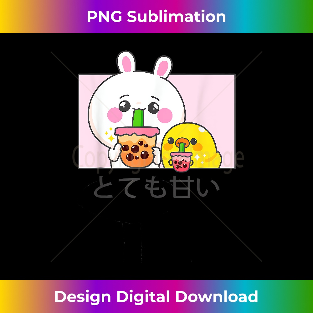 Kawaii cute anime bunny and duck drinking bubble tea - Edgy - Inspire ...