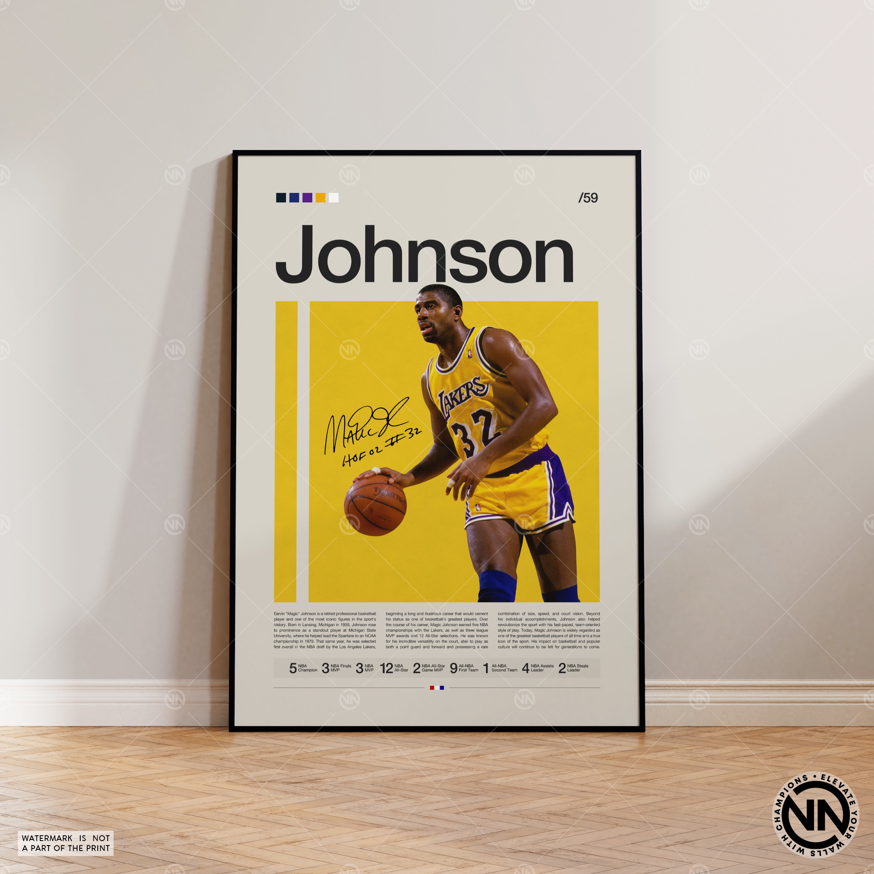 Magic Johnson Poster, LA Lakers Poster, NBA Poster, Sports P | Inspire ...