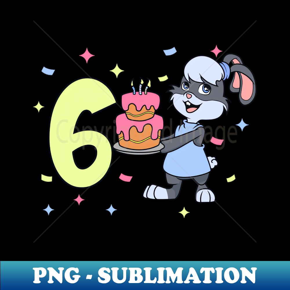 I am 6 with bunny - girl birthday 6 years old - Modern Subli - Inspire ...