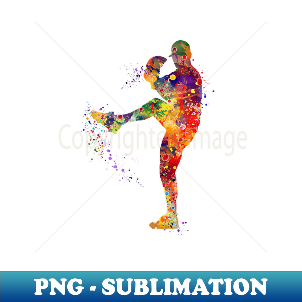 Baseball Pitcher Boy Colorful Watercolor Silhouette - Unique | Inspire ...