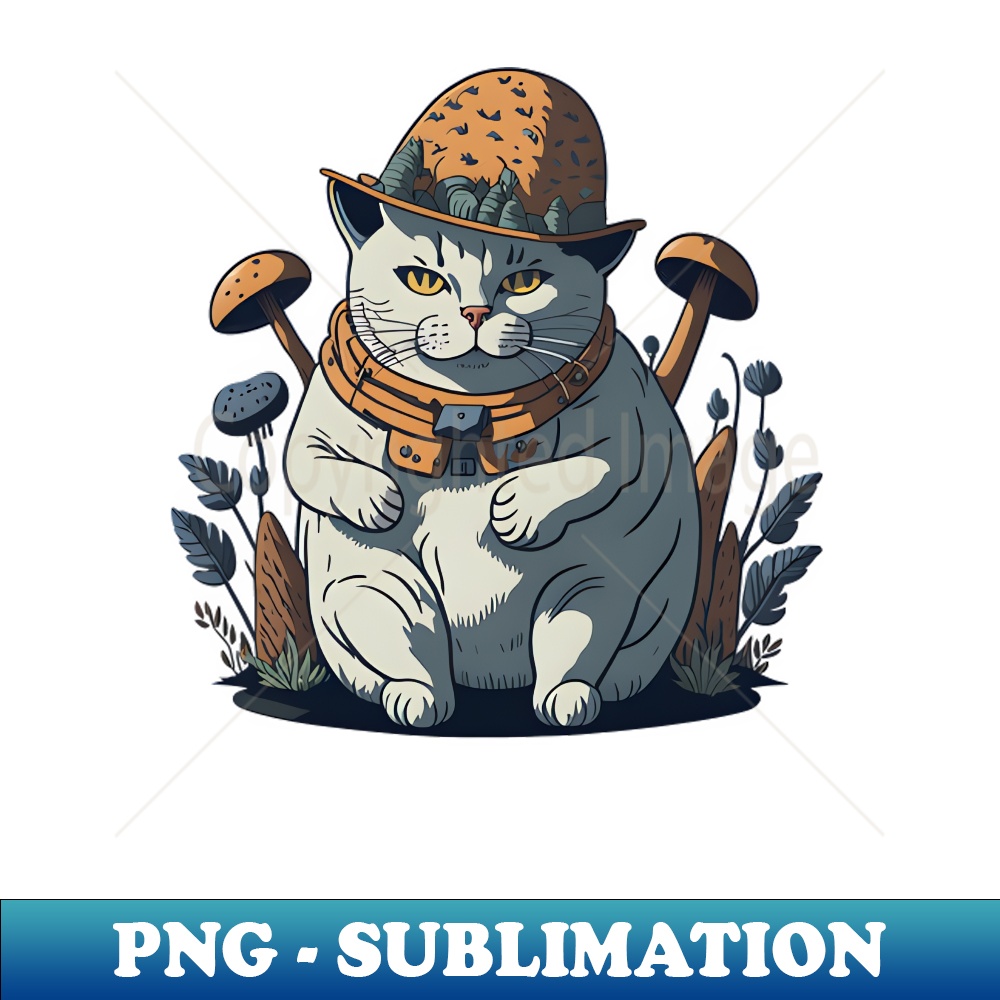 Fat Cottagecore Cat with Mushroom Hat - Elegant Sublimation | Inspire ...