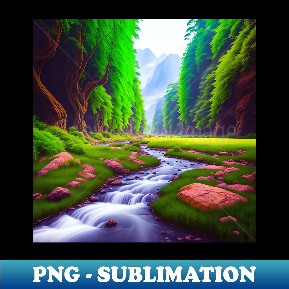 A Peaceful River Winding Through a Lush Valley Rendered in a | Inspire ...