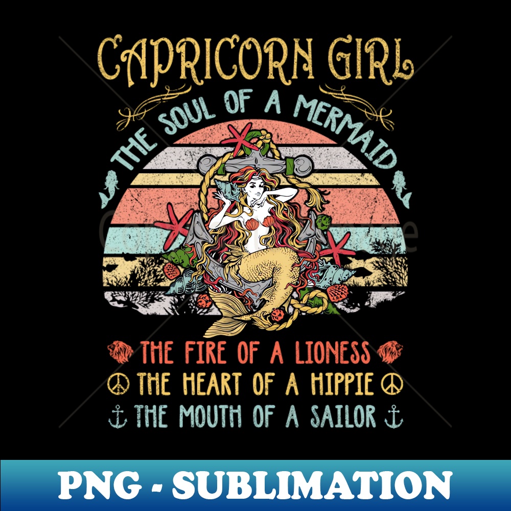 Capricorn Girl The Soul Of A Mermaid Vintage Birthday Gift - | Inspire ...