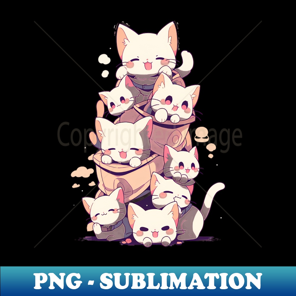 Cute stack of Cats - Kawaii - Anime - Sublimation-Ready PNG | Inspire ...