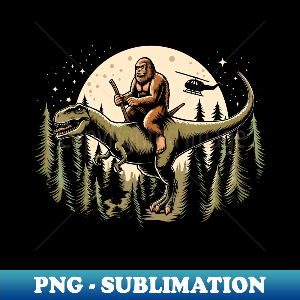 Bigfoot Riding a Dinosaur T Rex - Funny Sasquatch Dinosaur - - Inspire ...