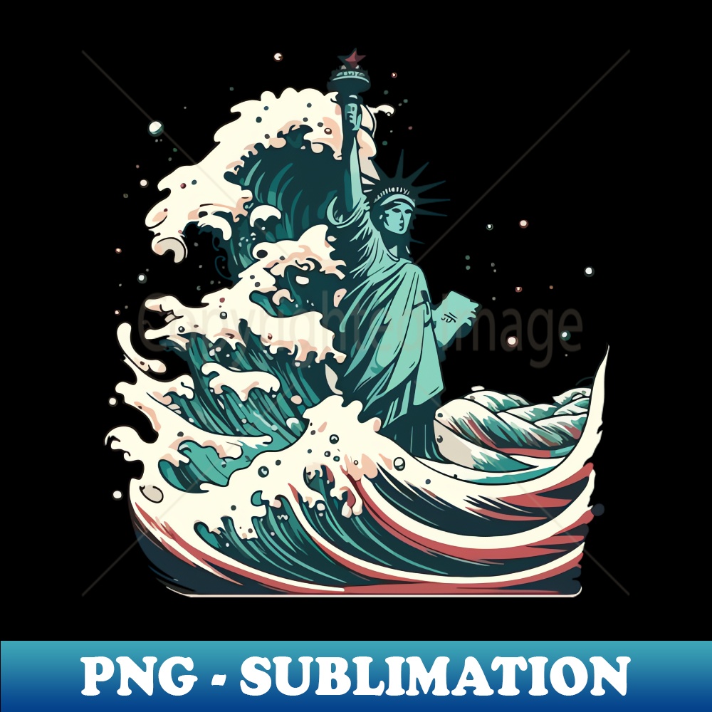Statue Of Liberty X Japanese Kanagawa Wave - Exclusive Subli | Inspire ...