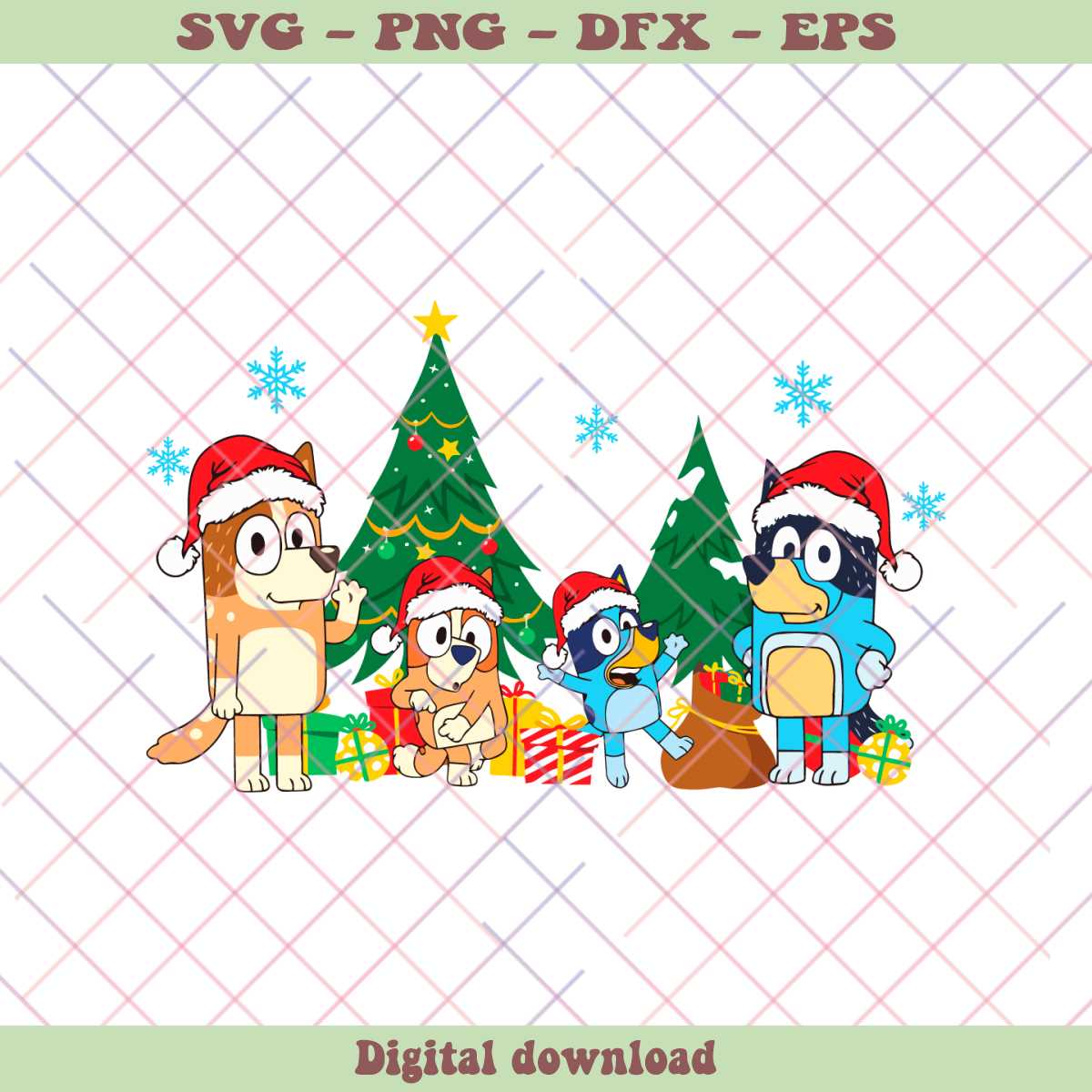 Funny Bluey Christmas Tree SVG Graphic Design File | Inspire Uplift