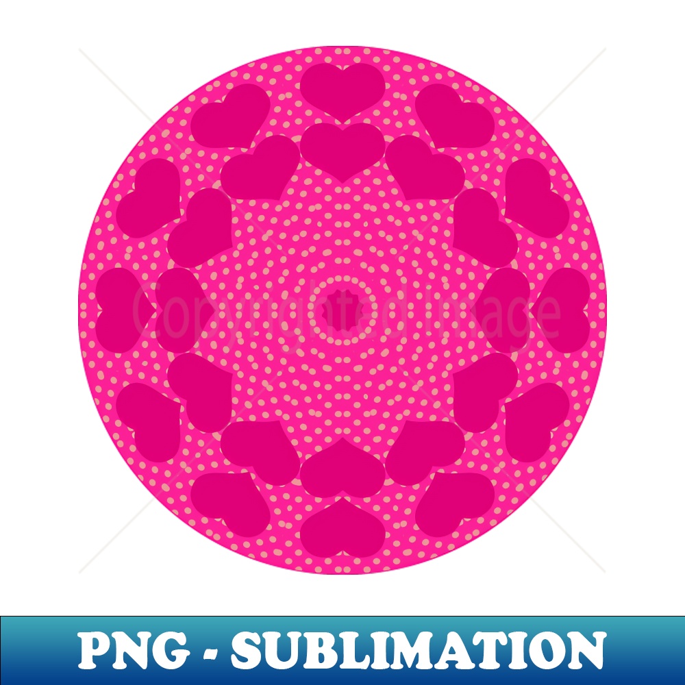 Big Pink Hearts Dots Kaleidoscope Mandala Round - PNG Transp | Inspire ...