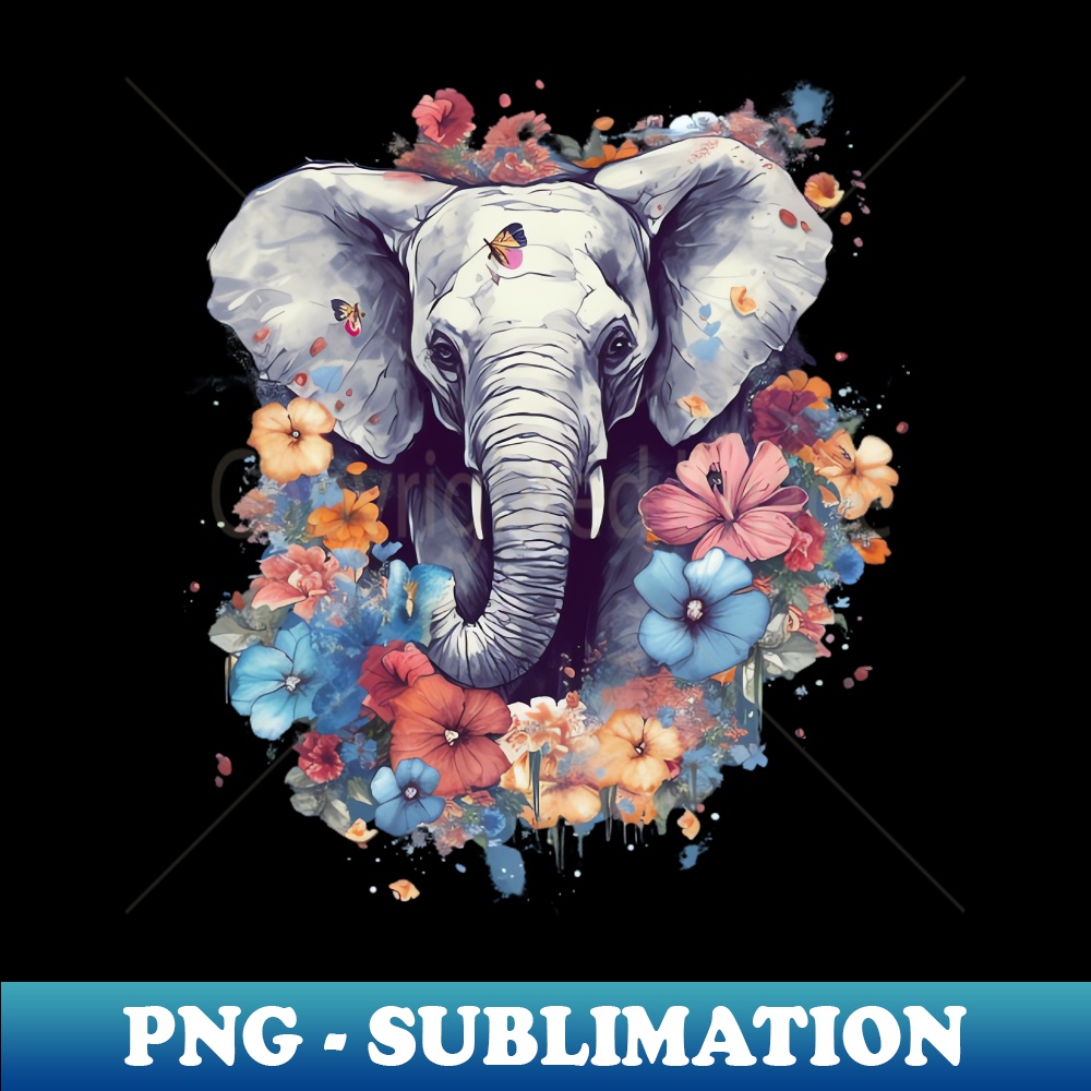 Colorful Elephant Flowers Watercolor - Professional Sublimat | Inspire ...