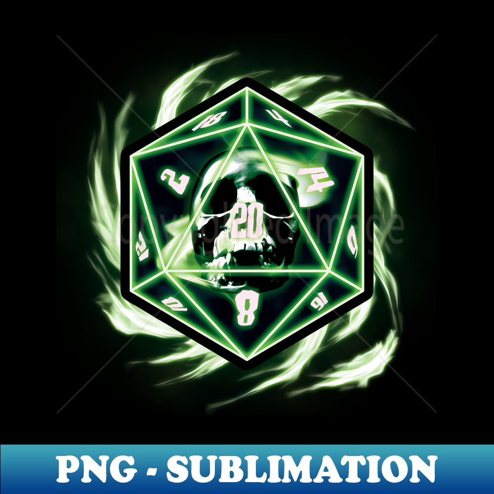 D20 - Green Skull - PNG Transparent Sublimation Design - Def - Inspire ...