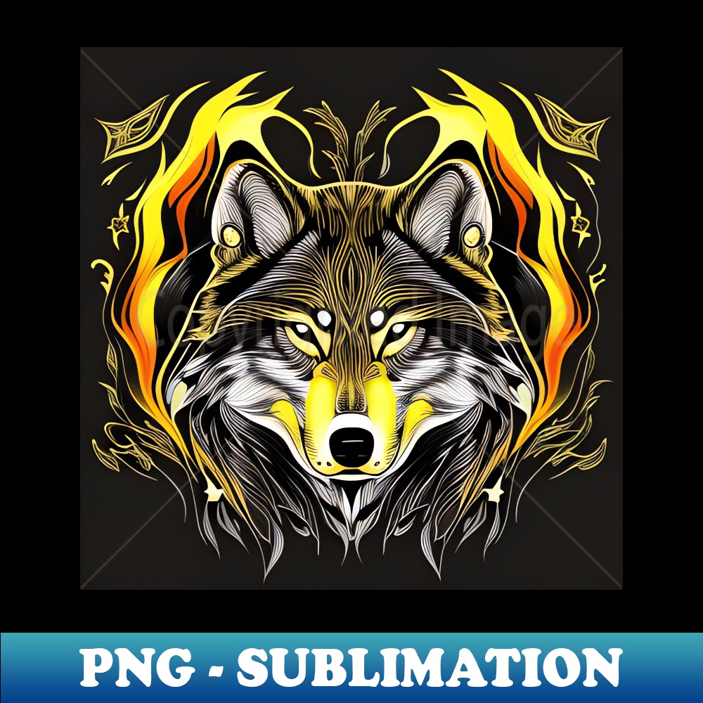 Black and gold wolf - PNG Transparent Sublimation Design - P - Inspire ...