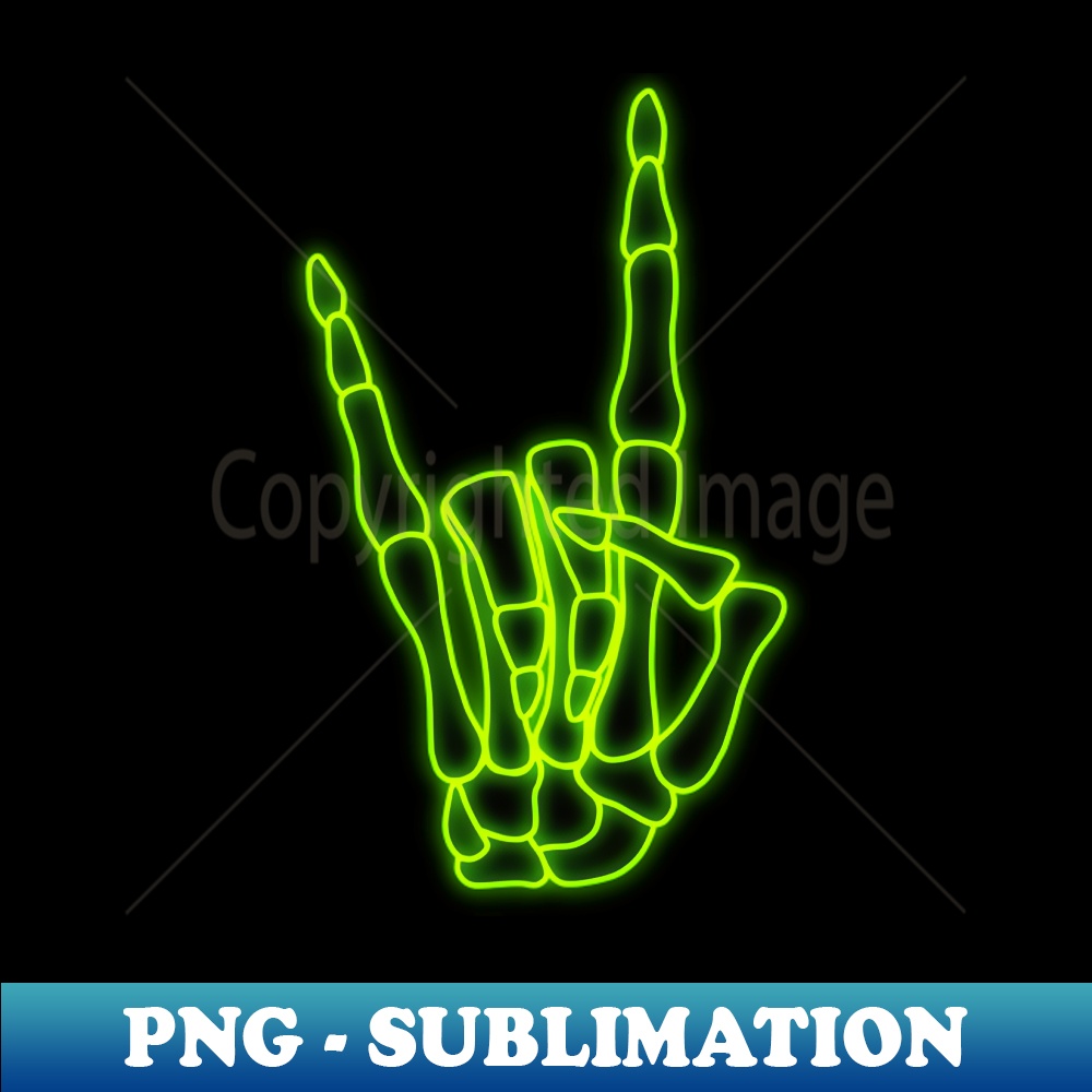 Green Neon Rock n Roll Skeleton Hand - Instant Sublimation D | Inspire ...