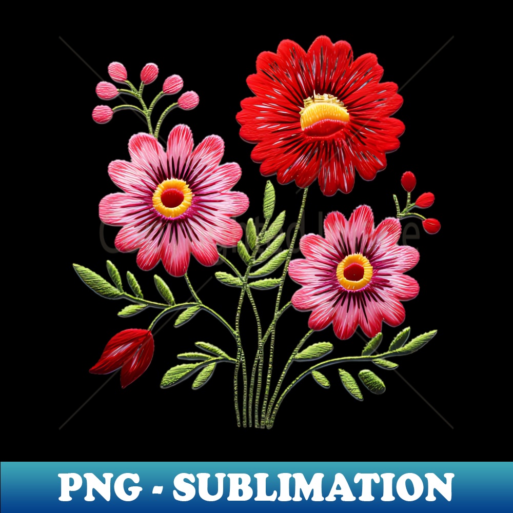 Embroidered Flowers - Professional Sublimation Digital Downl | Inspire Uplift