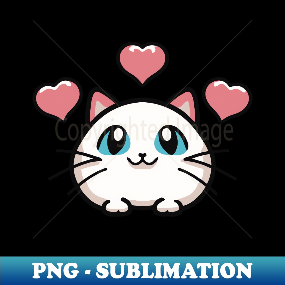 Cute kawaii round cat face - PNG Transparent Digital Downloa - Inspire ...