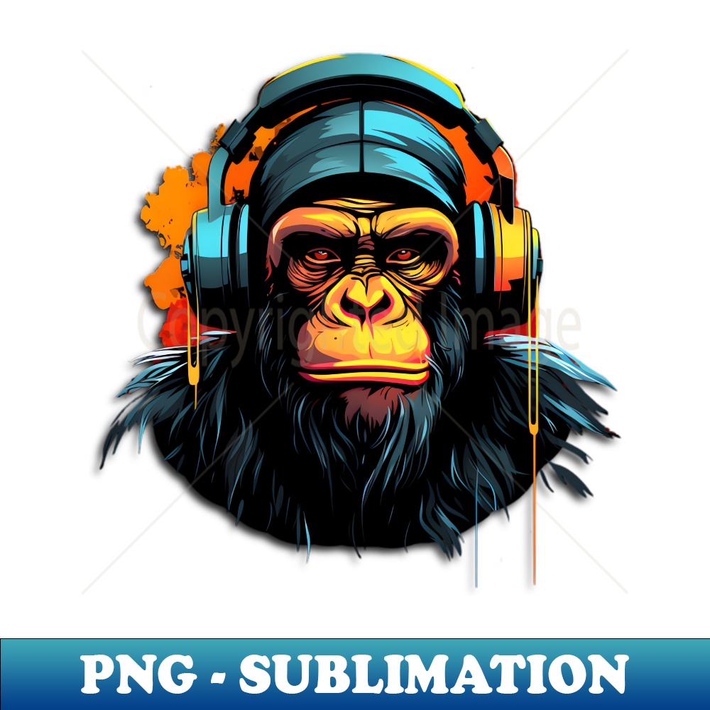 Angry Ape in headphones - Decorative Sublimation PNG File - | Inspire ...