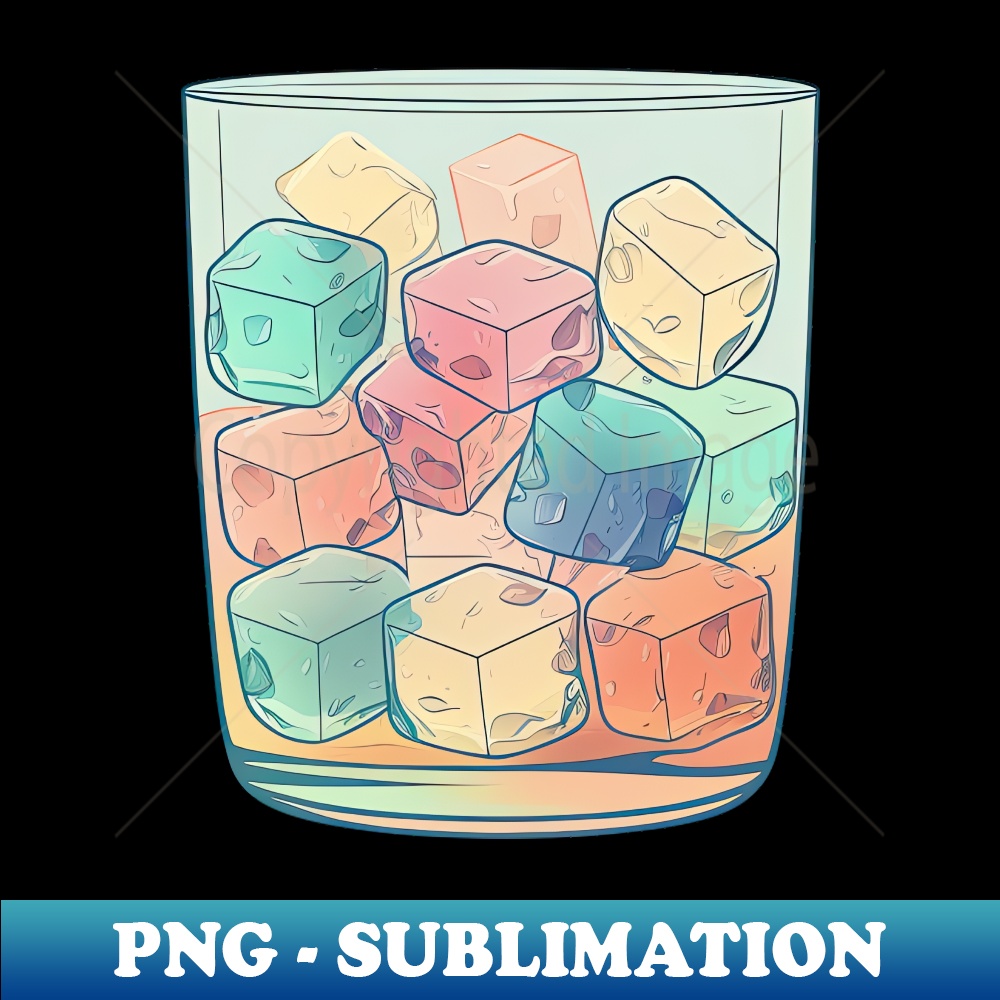 Abstract ice cubes in a glass - Vintage Sublimation PNG Down | Inspire ...