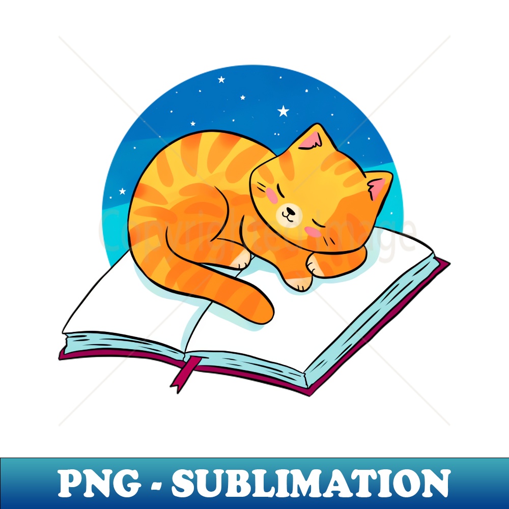Cute ginger cat sleeping on a book - Signature Sublimation P | Inspire ...