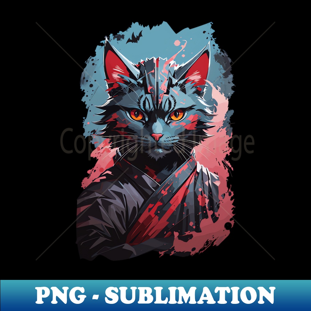 Cute Ninja Cat Warrior Design with Color Splash - PNG Sublim | Inspire ...