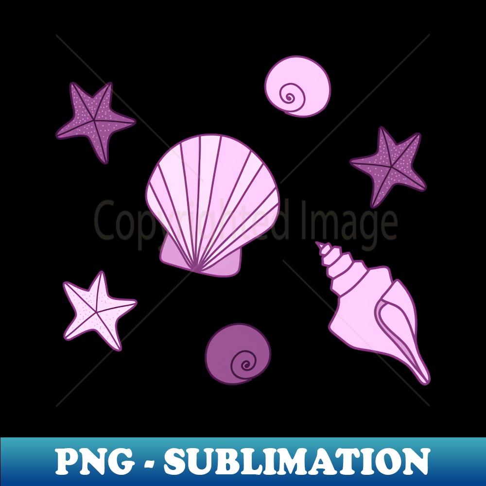 Pink and Purple Cartoon Seashells and Starfish Pattern made | Inspire ...