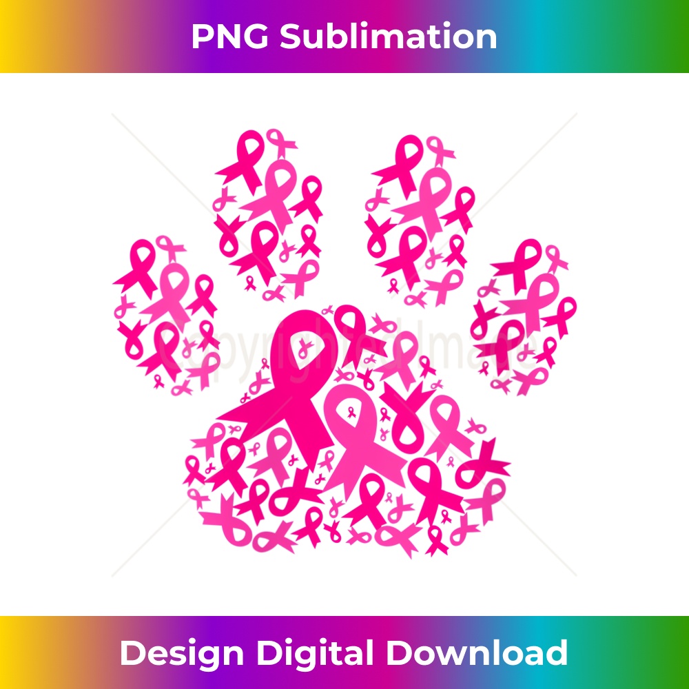 Womens Dog Paw Print & Pink Ribbon Breast Cancer Awareness W | Inspire ...