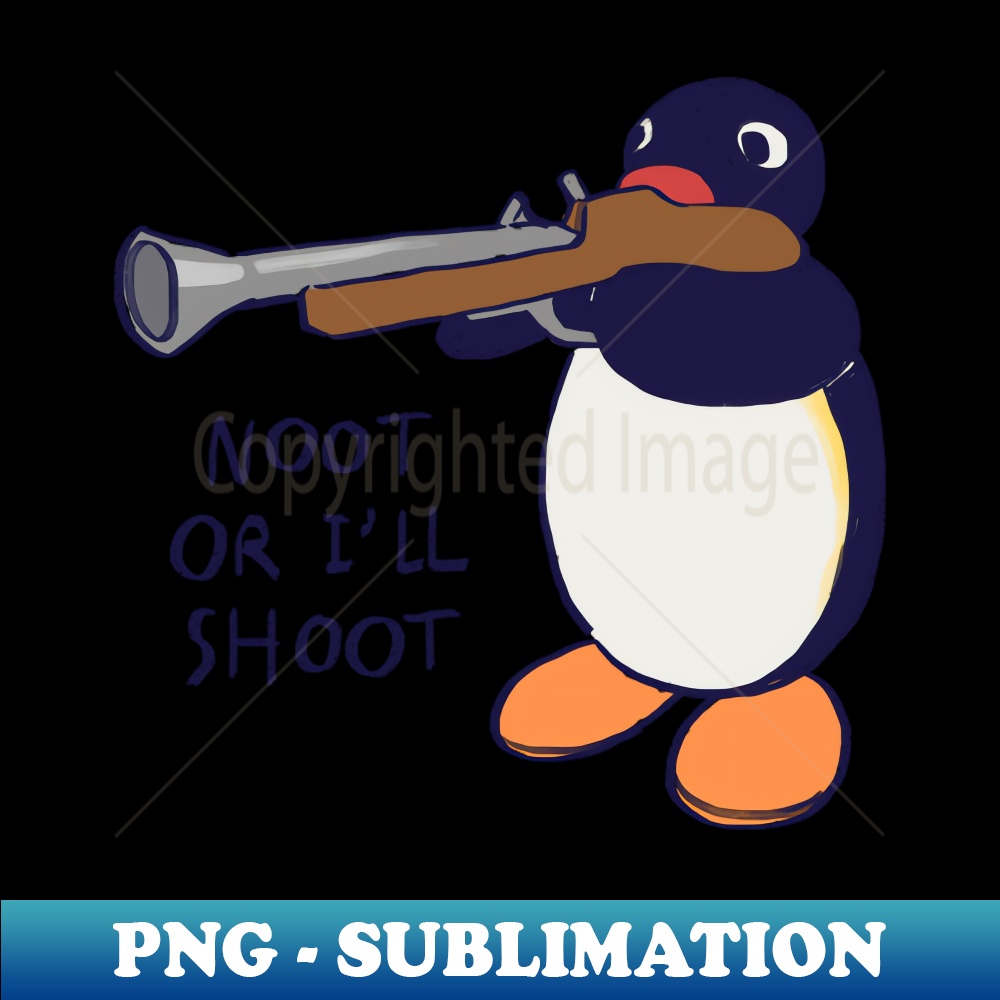 penguin with gun meme pingu noot or ill shoot - Decorative | Inspire Uplift
