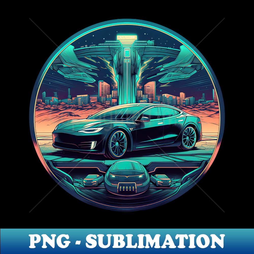 Tesla Model 3 inspired car in front of a vibrant and colorfu | Inspire ...