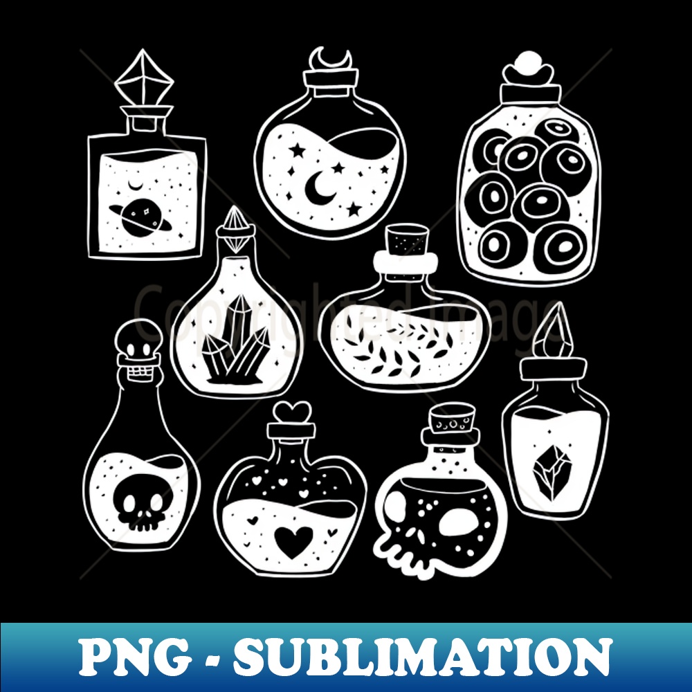 Cute black and white fantasy magical potions bottles - Vinta | Inspire ...