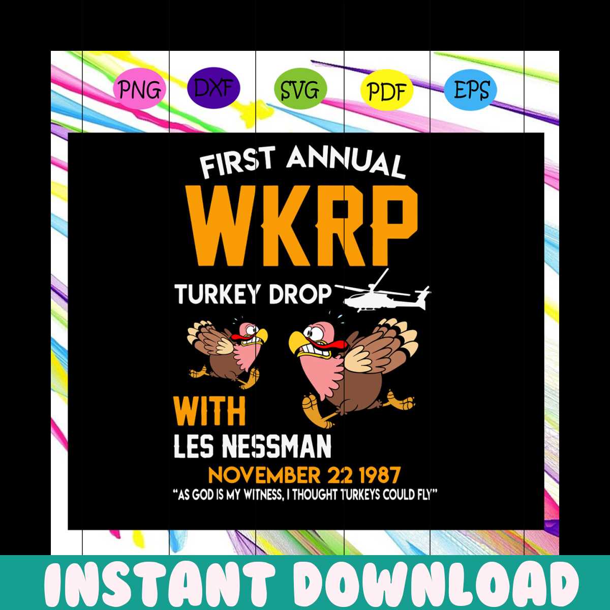 First annual wkrp thanksgiving day turkey drop svg, first an | Inspire ...