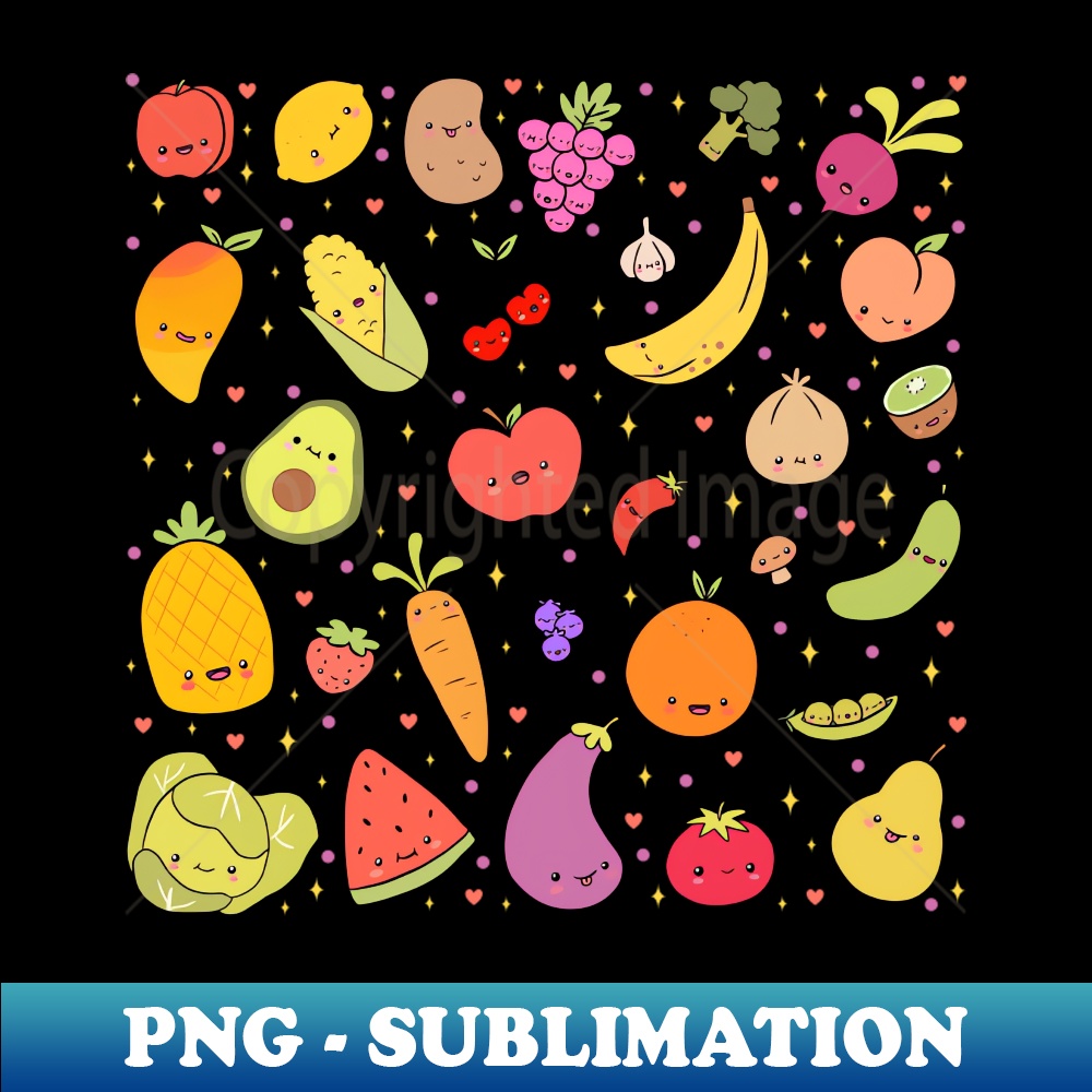 Kawaii fruits and vegetables illustration - Premium Sublimat | Inspire ...