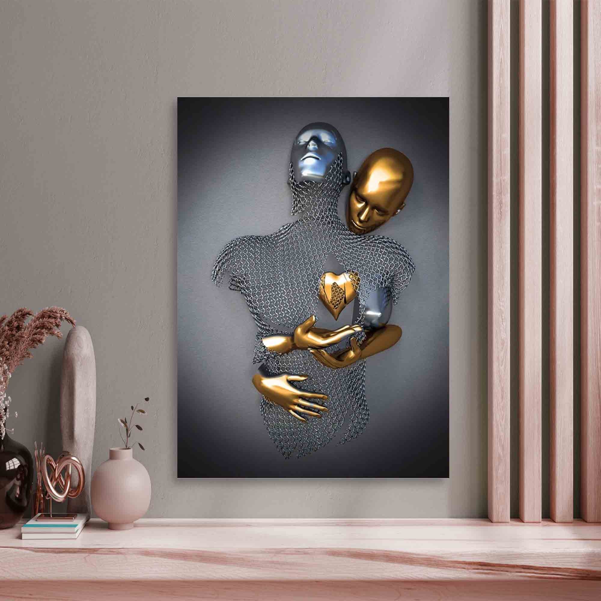 Wall art 3d Silver Hugging Couple, Gold Hearth Art, Hugging | Inspire ...