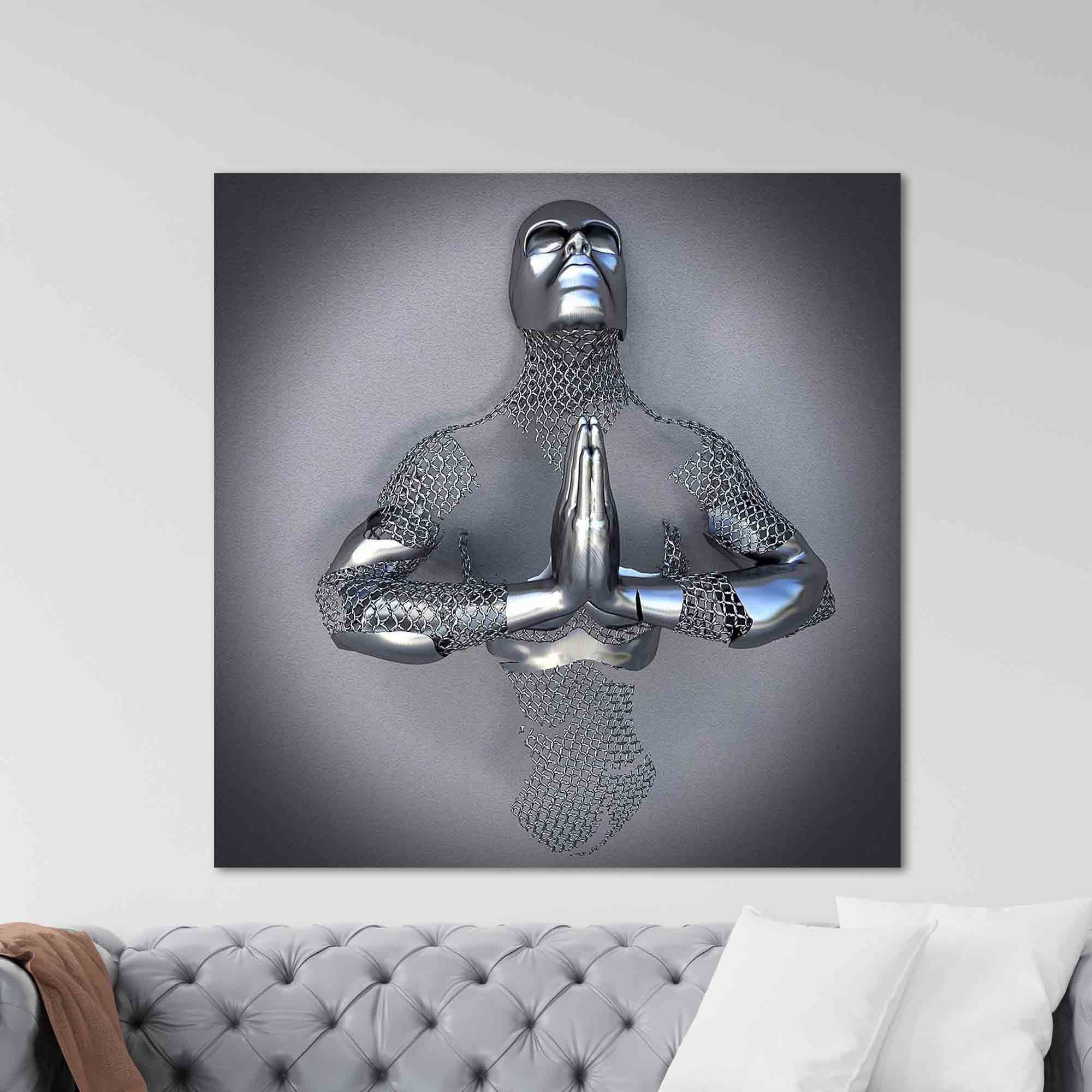 Wall art 3d Silver Human Canvas, Gray And Silver Printed, | Inspire Uplift