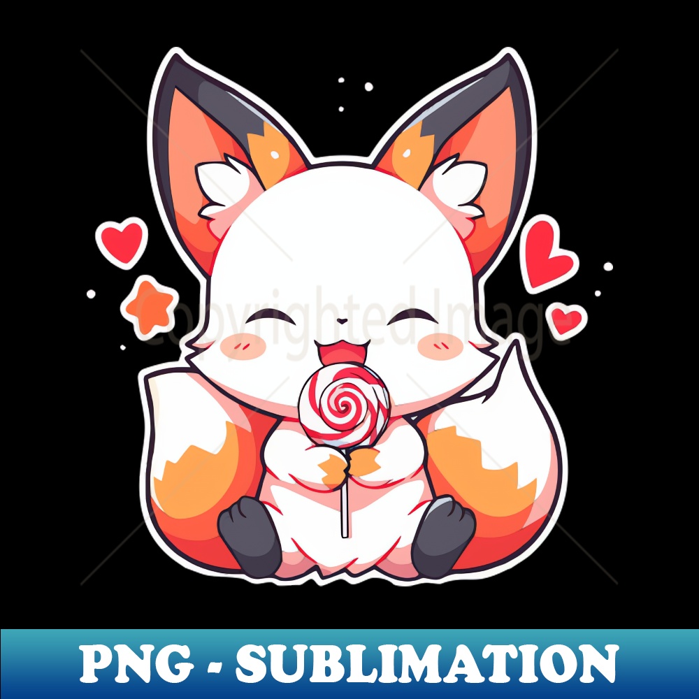 Nine-tail fox eating a lollipop candy - Professional Sublima | Inspire ...