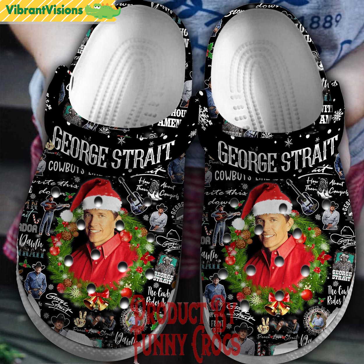 George Strait Merry Christmas Black Crocs - Discover Comfort | Inspire ...