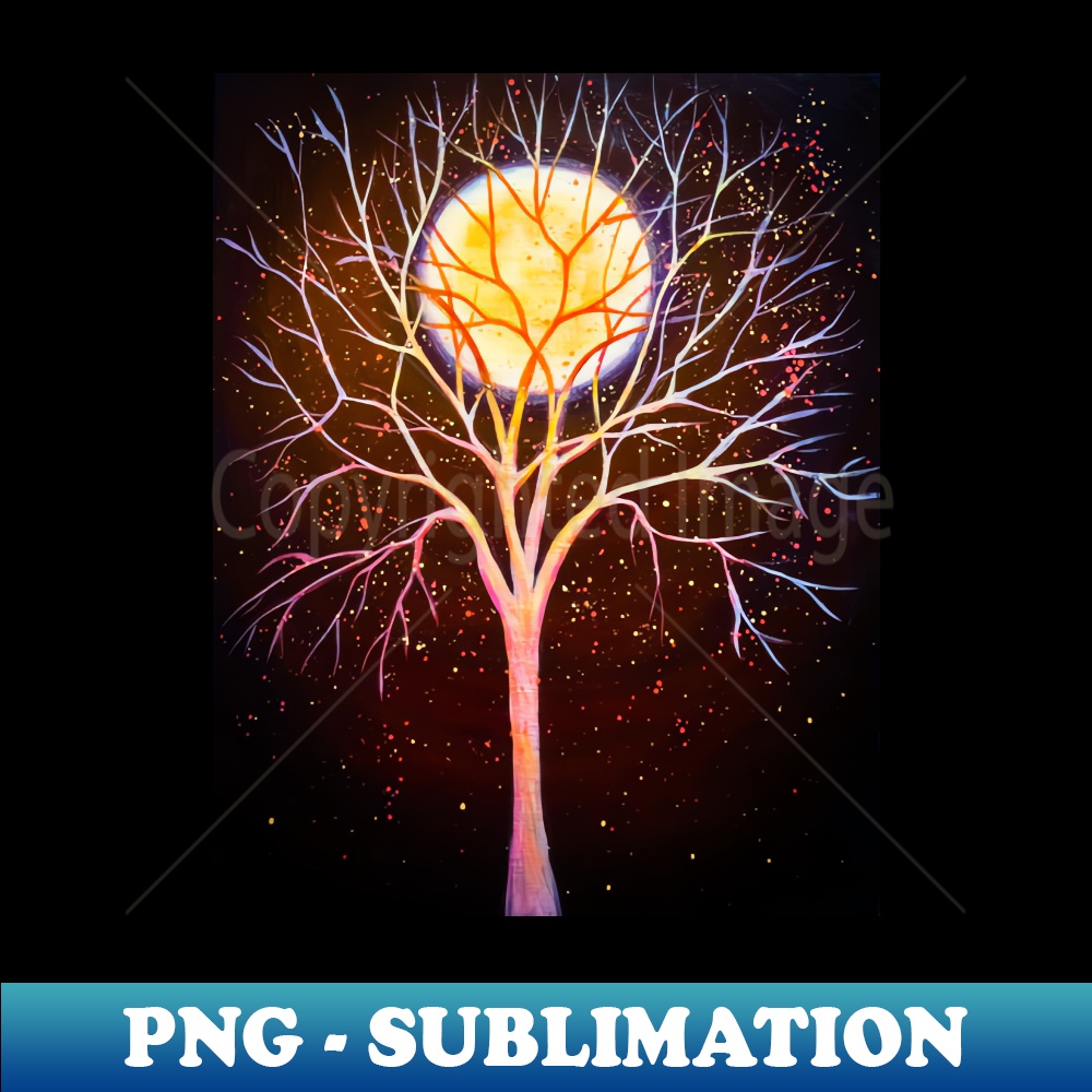 Full moon tree and light bugs - Exclusive PNG Sublimation Do - Inspire ...