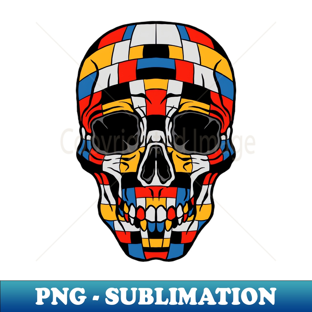 Skull In Piet Mondrian Art Composition with Red Blue and Yel | Inspire ...