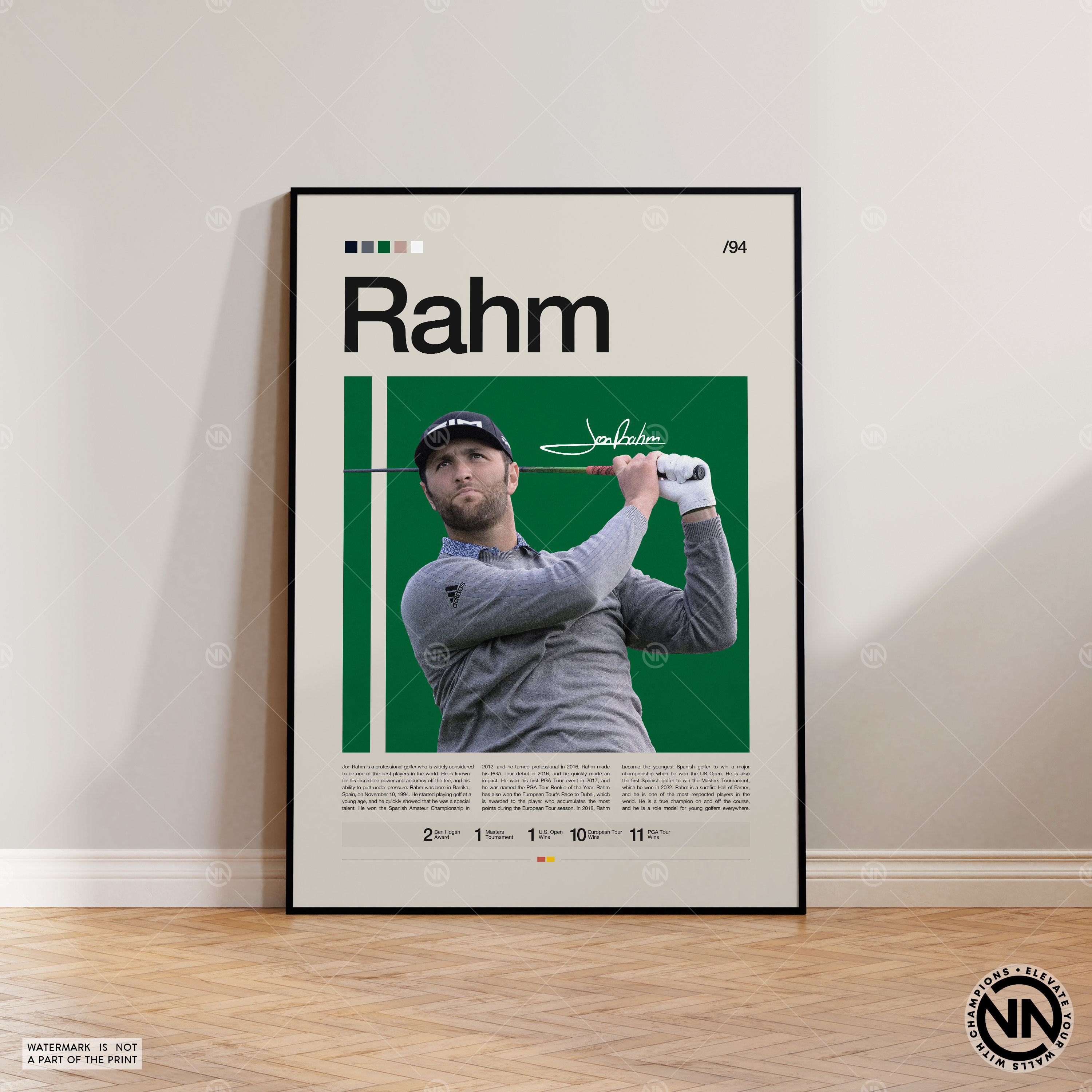 Jon Rahm Poster, Golf Poster, Motivational Poster, Sports Po - Inspire ...