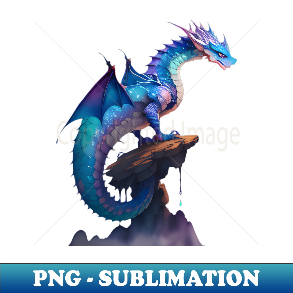 Blue Dragon Atop a Mountain - High-Resolution PNG Sublimatio | Inspire ...