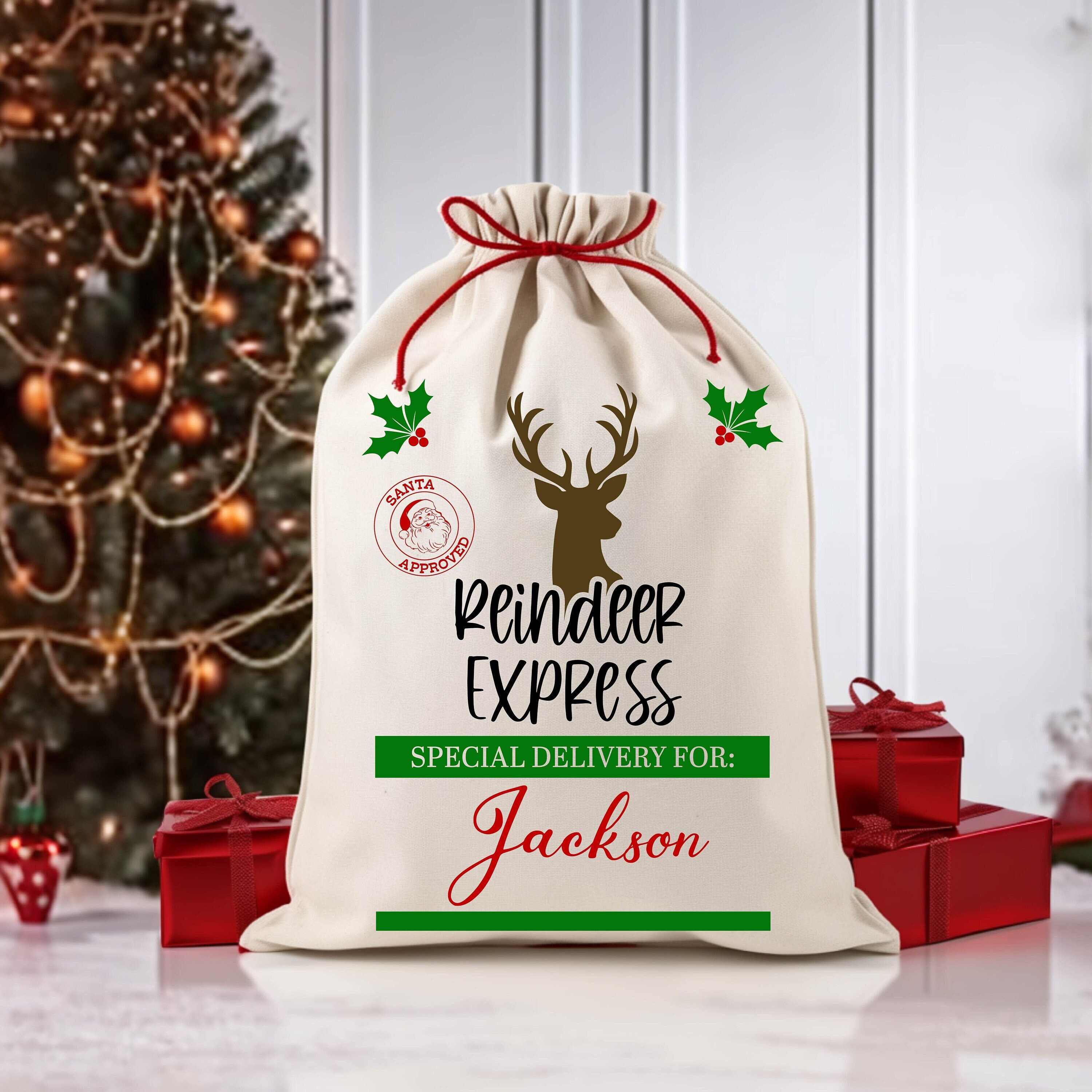 Reindeer Express Santa Sack, Personalized Santa Sack, Christ | Inspire ...