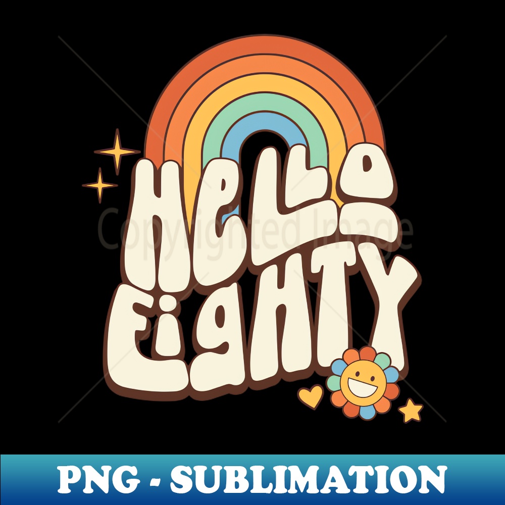 Retro Hello Eighty 80th Birthday Wavy Words - Trendy Sublima | Inspire ...